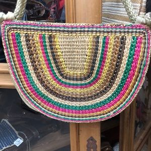 Bags | Multicolored Straw Canvas Bag | Poshmark